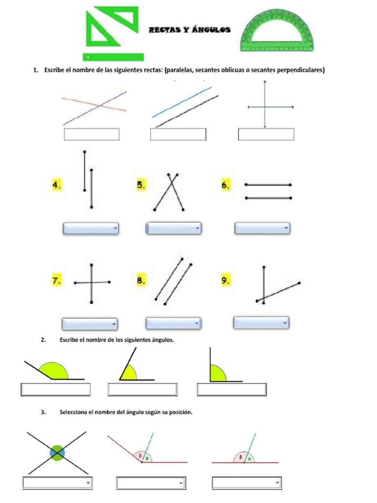 Ejercicio Rectas y Ángulos 5 Grado | PDF