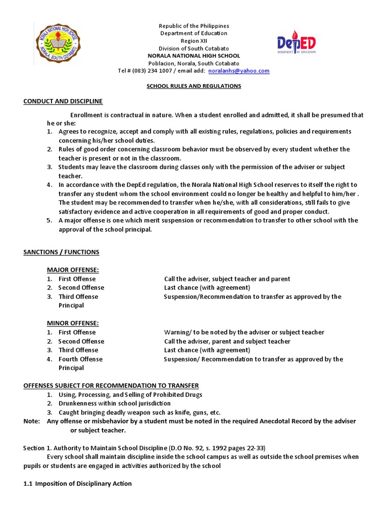 School Rules and Discipline Guidelines | PDF | Teachers
