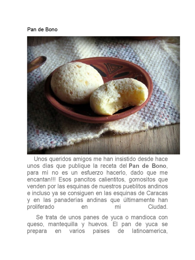 Receta de Pan de Bono Casero | PDF | Panes | Comida y bebida