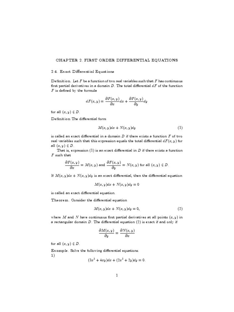 Exact and Integrating Factor Rules | PDF | Function (Mathematics ... Exact and Integrating Factor Rules | PDF | Function (Mathematics ...
