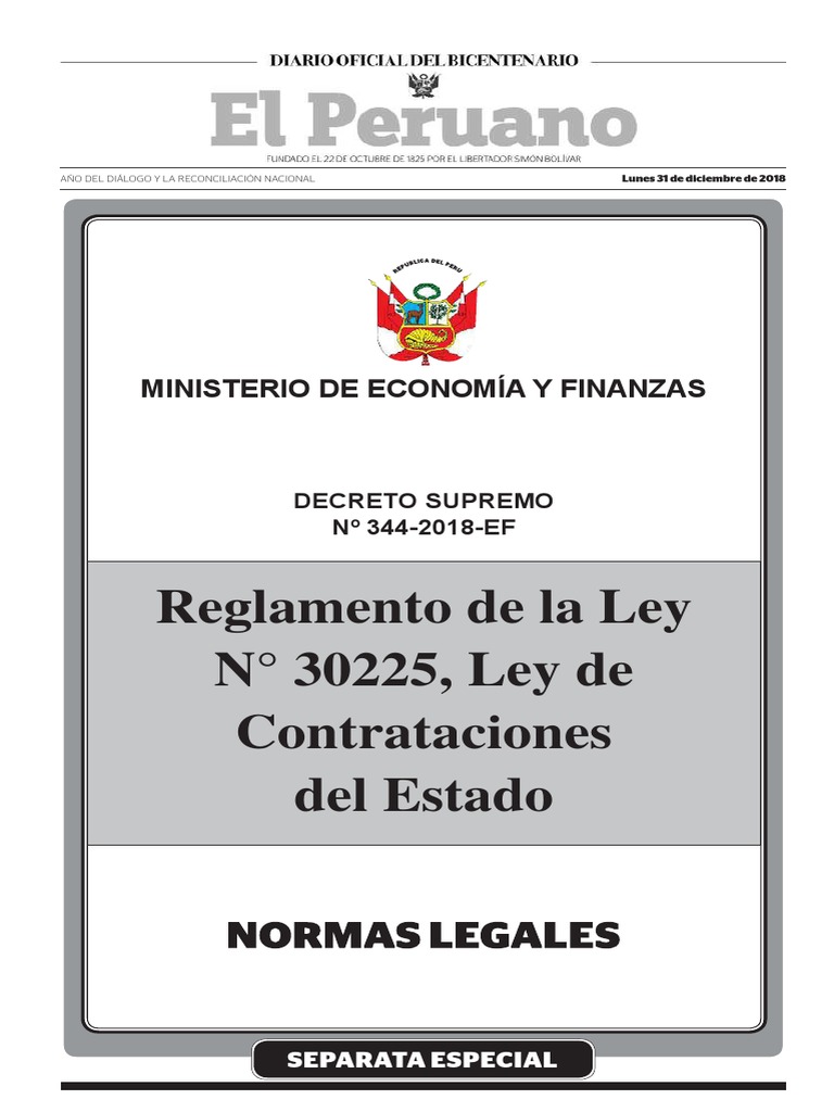 DS - 344-2018-Ef Reglamento Ultimo | PDF | Regulación | Perú