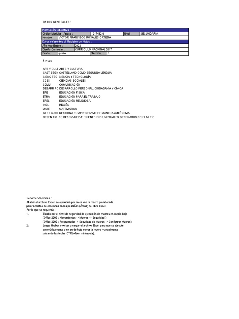 PLANTILLA DE EVALUACIÓN 5b | PDF | Macro (informática) | Ingeniería de Sistemas