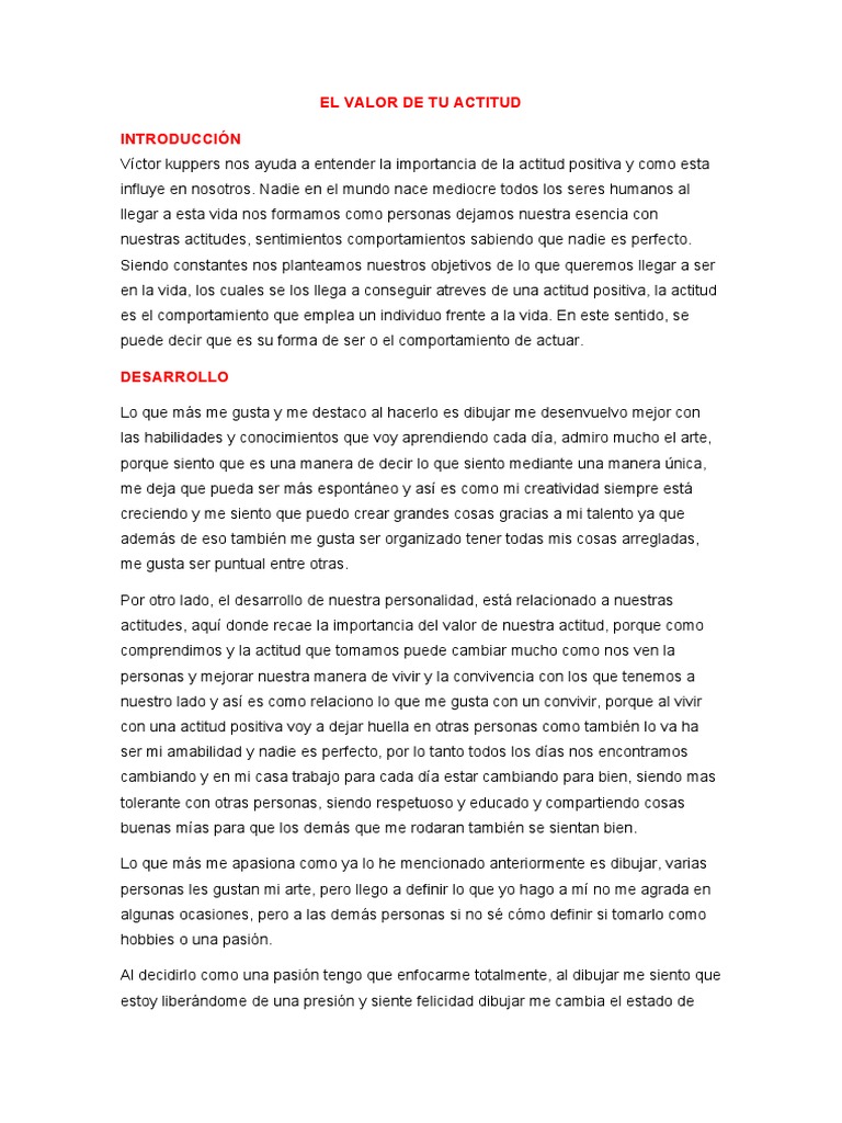 El Valor de Tu Actitud | PDF | Felicidad | Actitud (psicología)