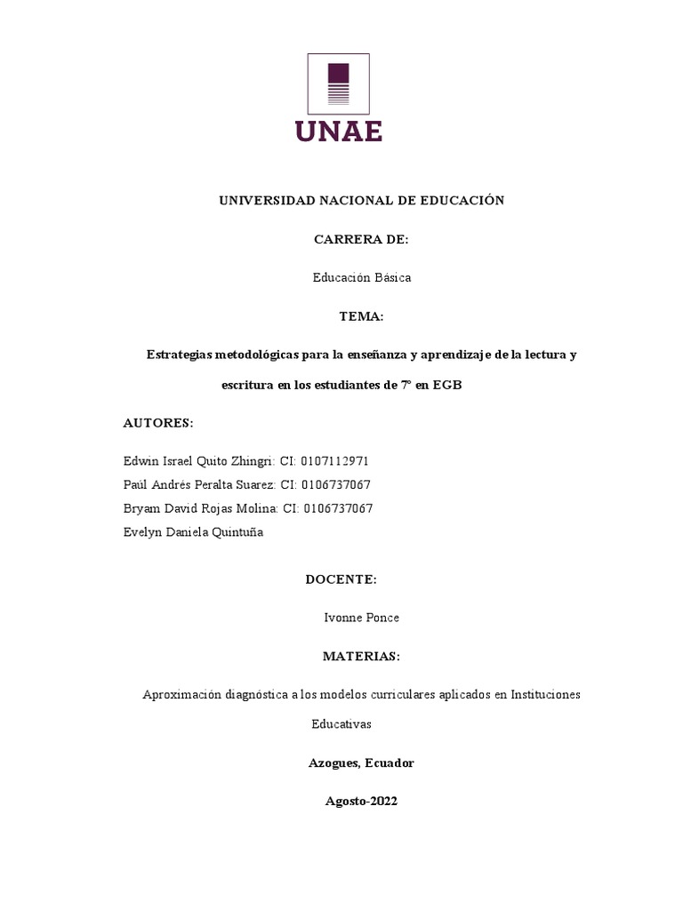 Piensa Final de Edwin Quito | PDF | Método de enseñanza | Plan de estudios