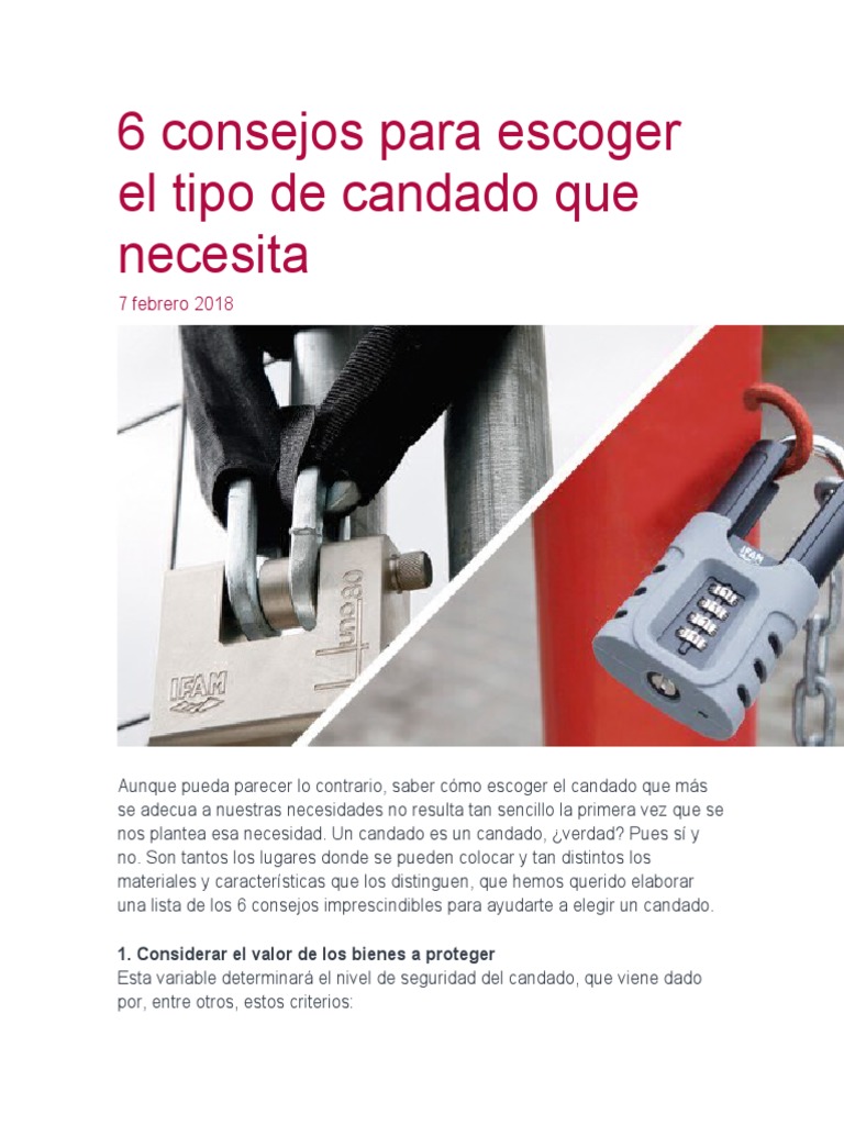 6 Consejos para Escoger El Tipo de Candado Que Necesita | PDF | Acero ...