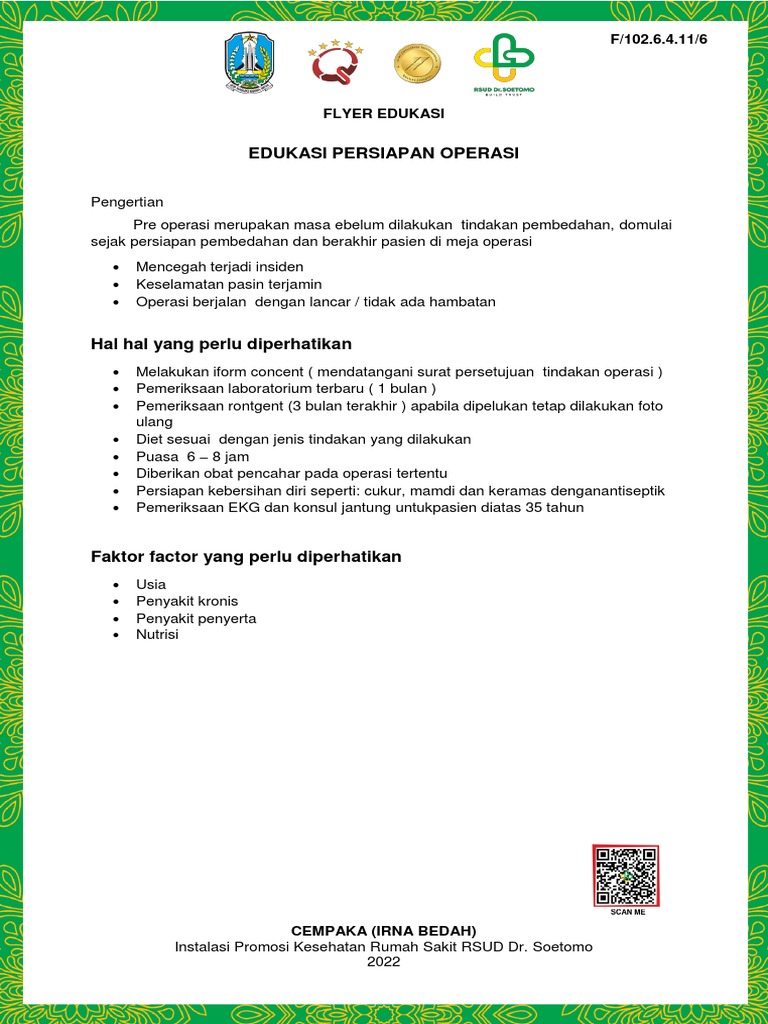 Flyer Edukasi Persiapan Operasi | PDF