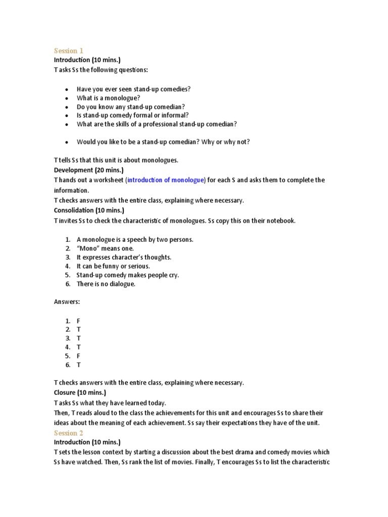 Session 1 To 9 | PDF | Body Language | Monologue