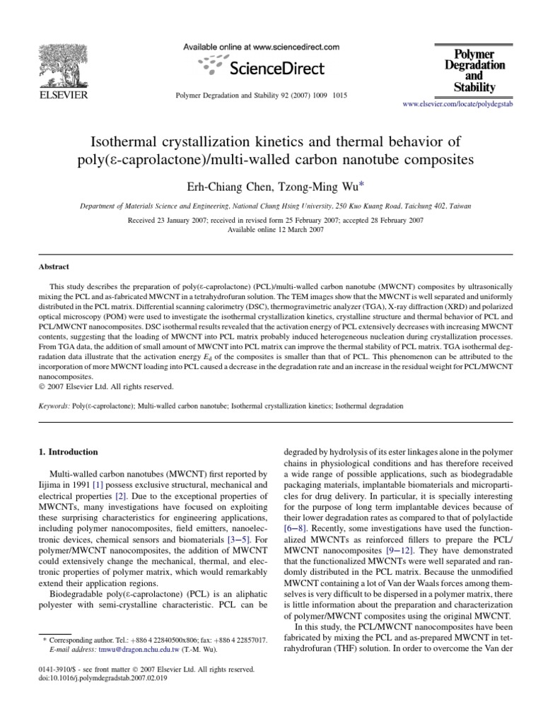 Chen 2007 Pdf Carbon Nanotube Nanocomposite