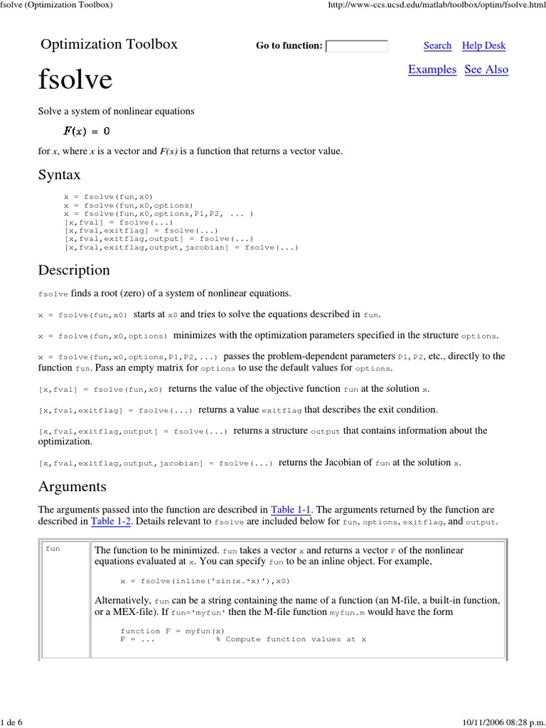 Fsolve Optimization Toolbox Pdf Mathematical Optimization Least Squares
