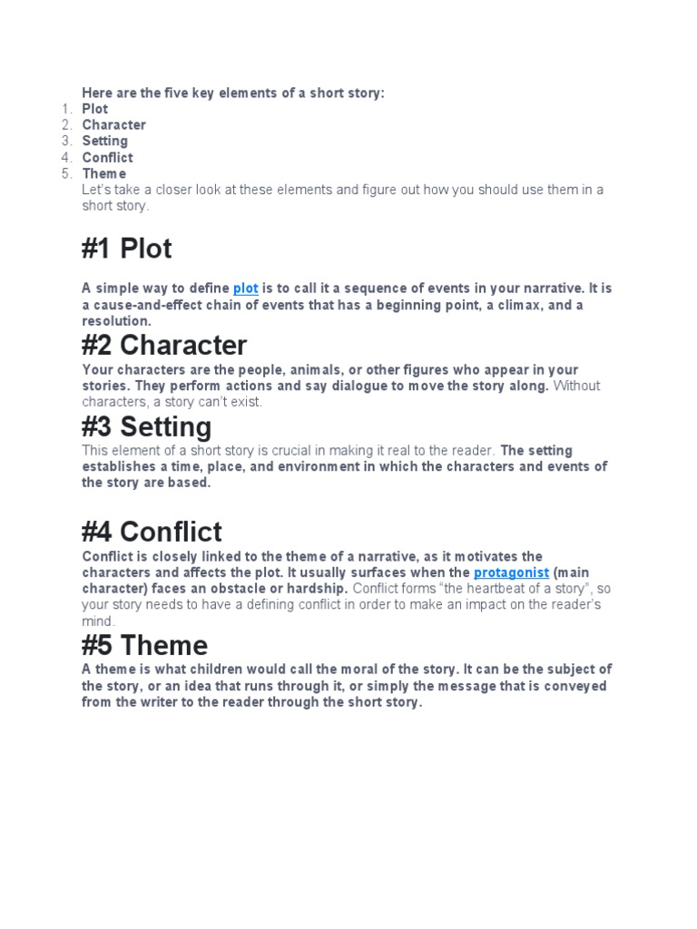Here Are The Five Key Elements of A Short Story | PDF | General Fiction