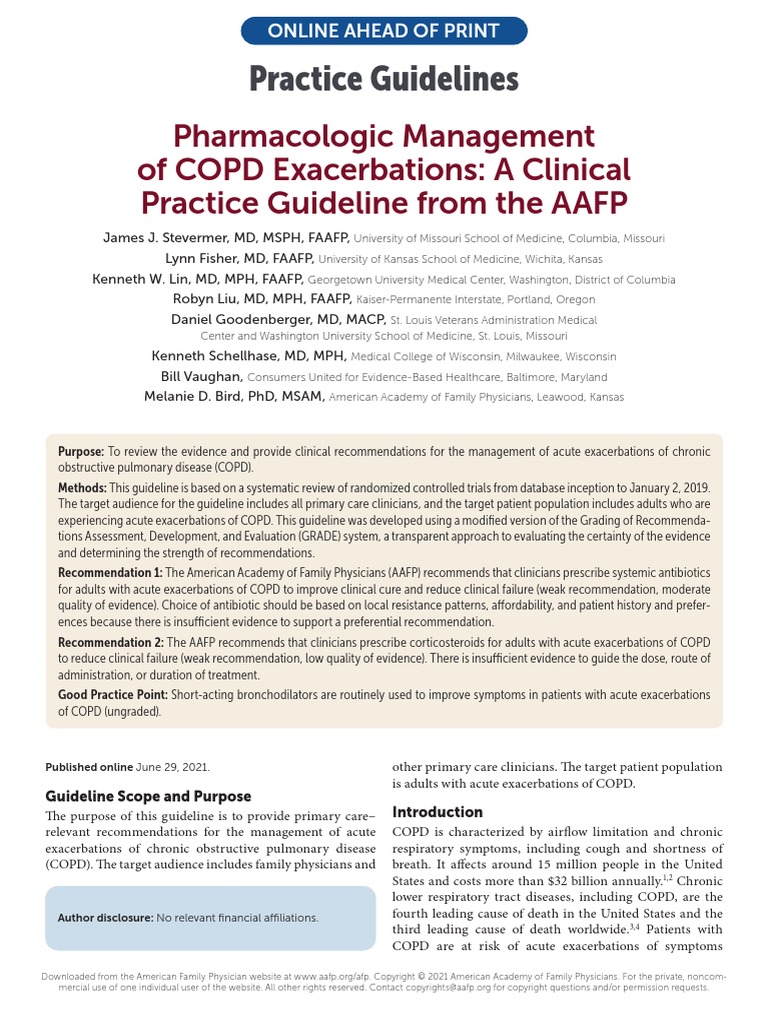 Pharmacologic Management of COPD Exacerbations | PDF | Chronic ...