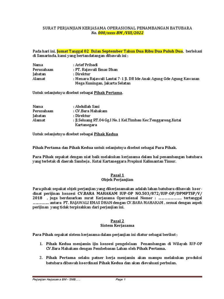 Draft SPK Red - Bara Mahakam | PDF