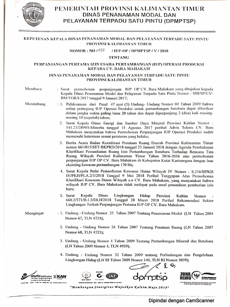 IUP OP CV Bara Mahakam | PDF