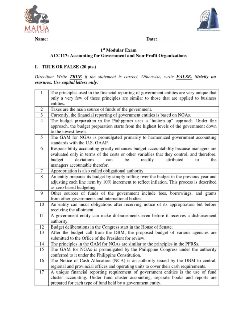 ACC117-CON09 Module 1 Exam | PDF | Budget | Accounting