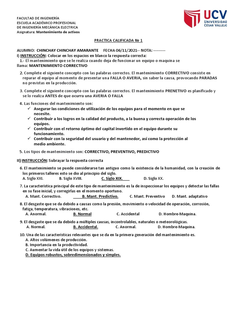 PRÁCTICA CALIFICADA N° 1 | PDF | Ingeniería