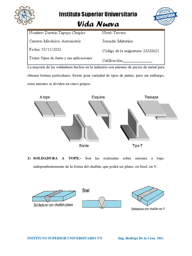 Tipos de Junta y Sus Aplicaciones | PDF | Soldadura | Construcción