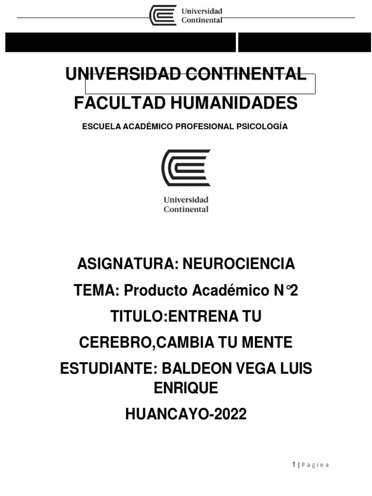 Luis Baldeon Neurociencia 2 | PDF | Cerebro | Sicología