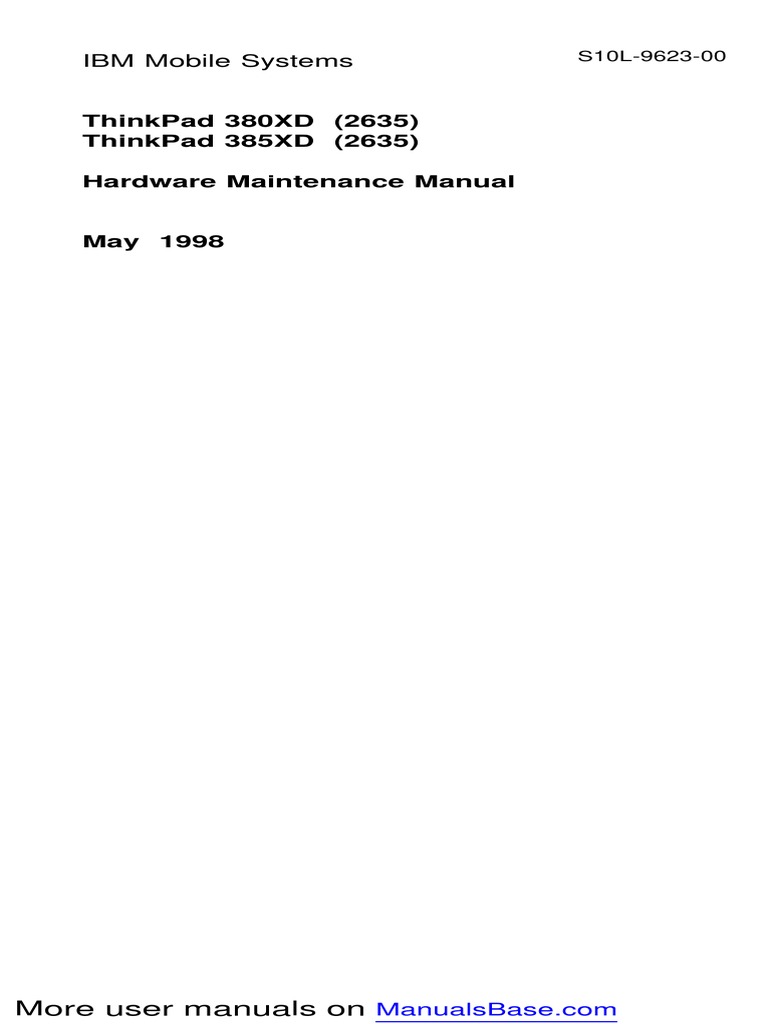 Ibm Laptop Thinkpad 385xd (2635) | PDF | Electrostatic Discharge ...