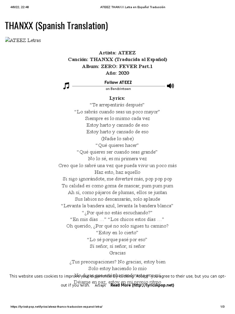 ATEEZ THANXX Letra en Español Traducción | PDF | Música grabada