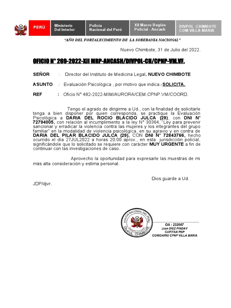 OFICIO RML y Enviar Informe | PDF | La violencia contra las mujeres | Perú