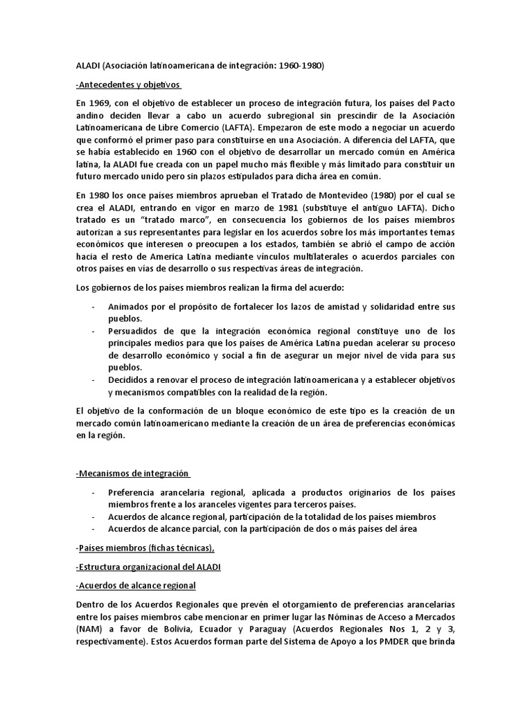 ALADI | PDF | Relaciones Internacionales | El comercio internacional