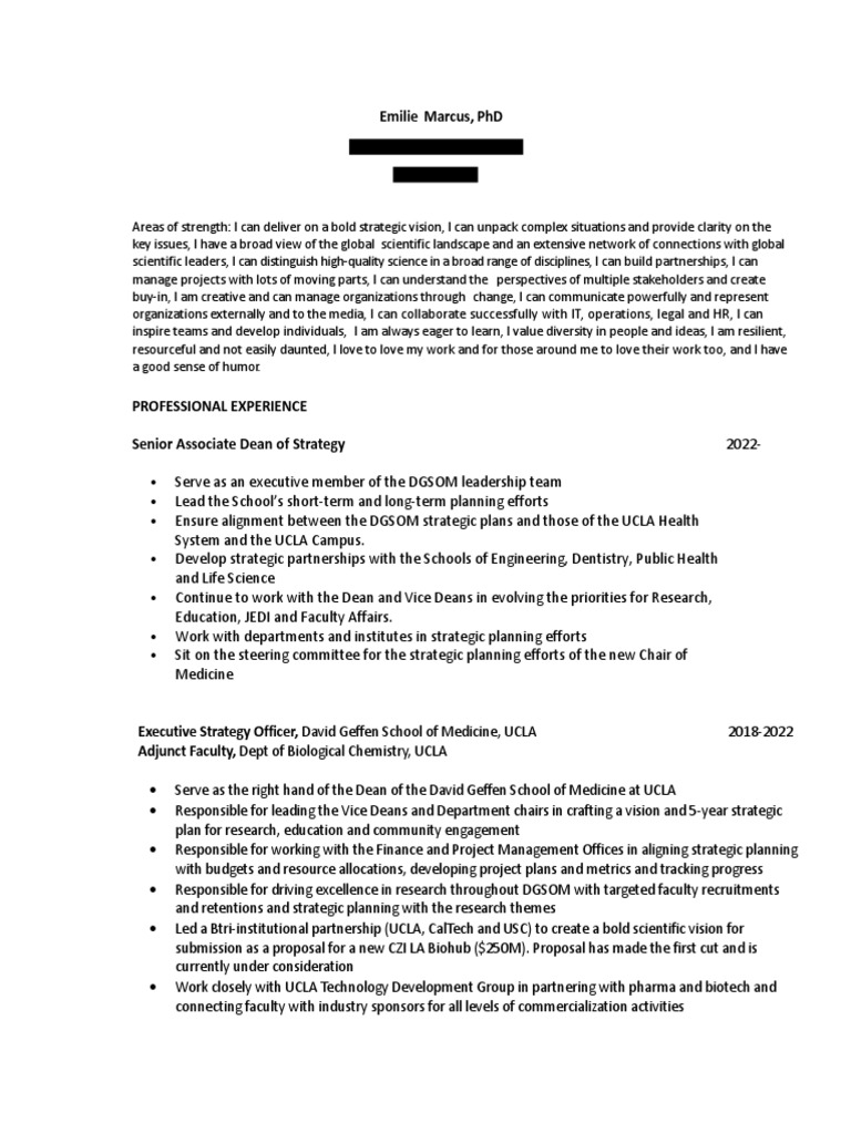 2022 Emilie Marcus Resume | PDF | Science | Open Access