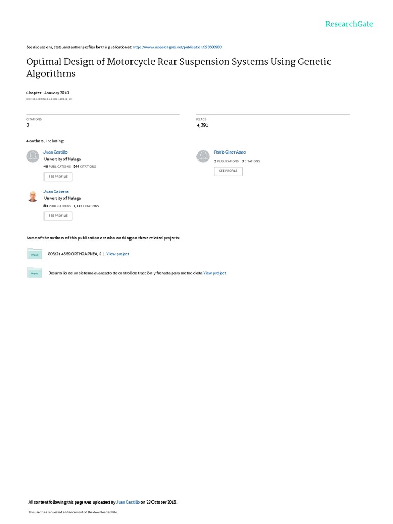 Optimal Design of Motorcycle Rear Suspension Systems Using Genetic Algorithms | PDF ...