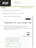 Aspectosgeneralesddhh Módulo 1 Autoevaluación. Ser, Conocer, Respetar y Exigir | PDF