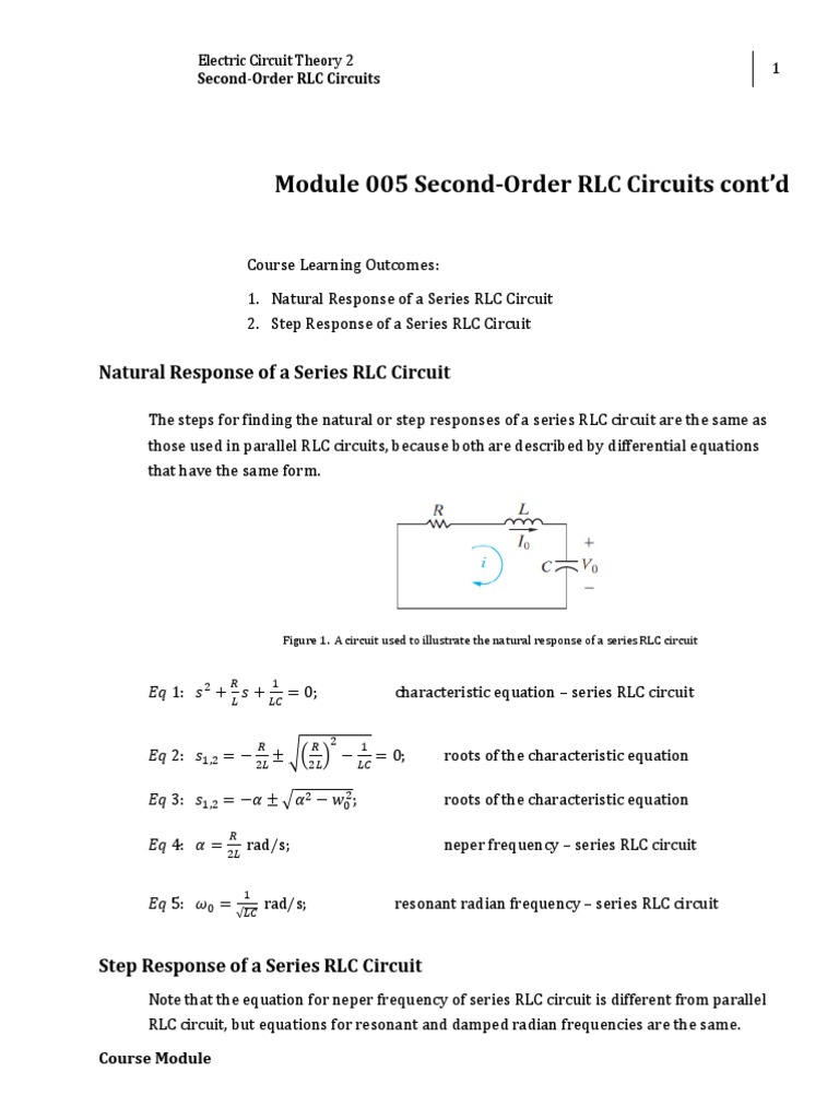 Module 005 Second Order RLC Circuits Contd | PDF | Damping | Electrical Network