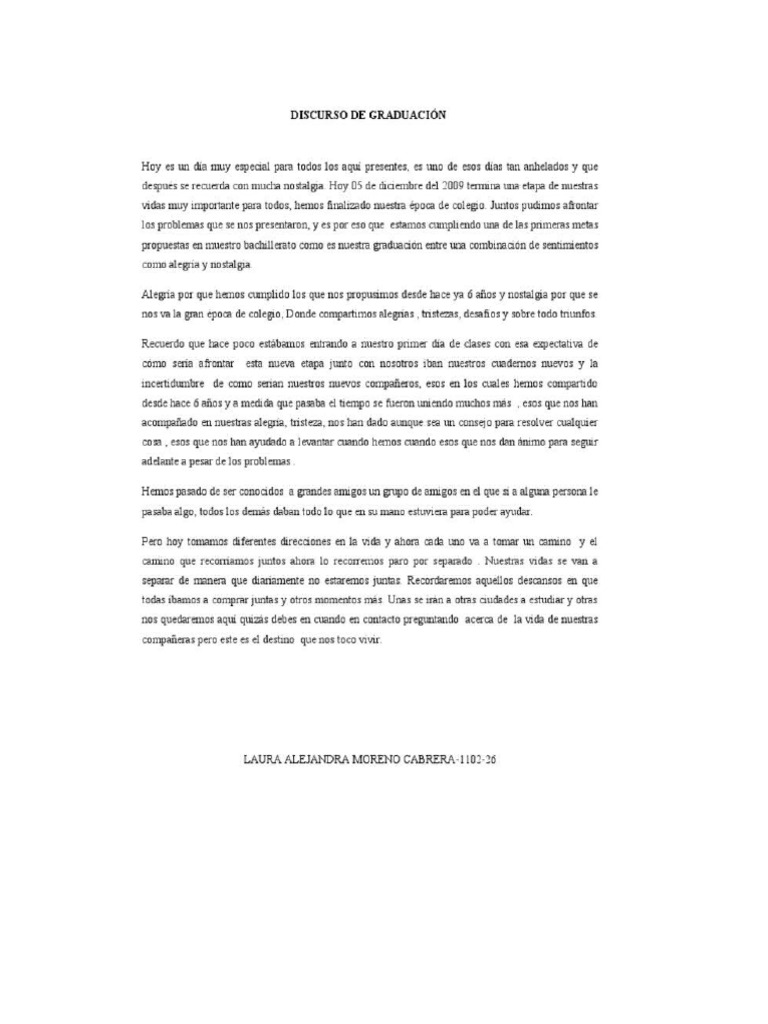 Discurso de Graduación | PDF