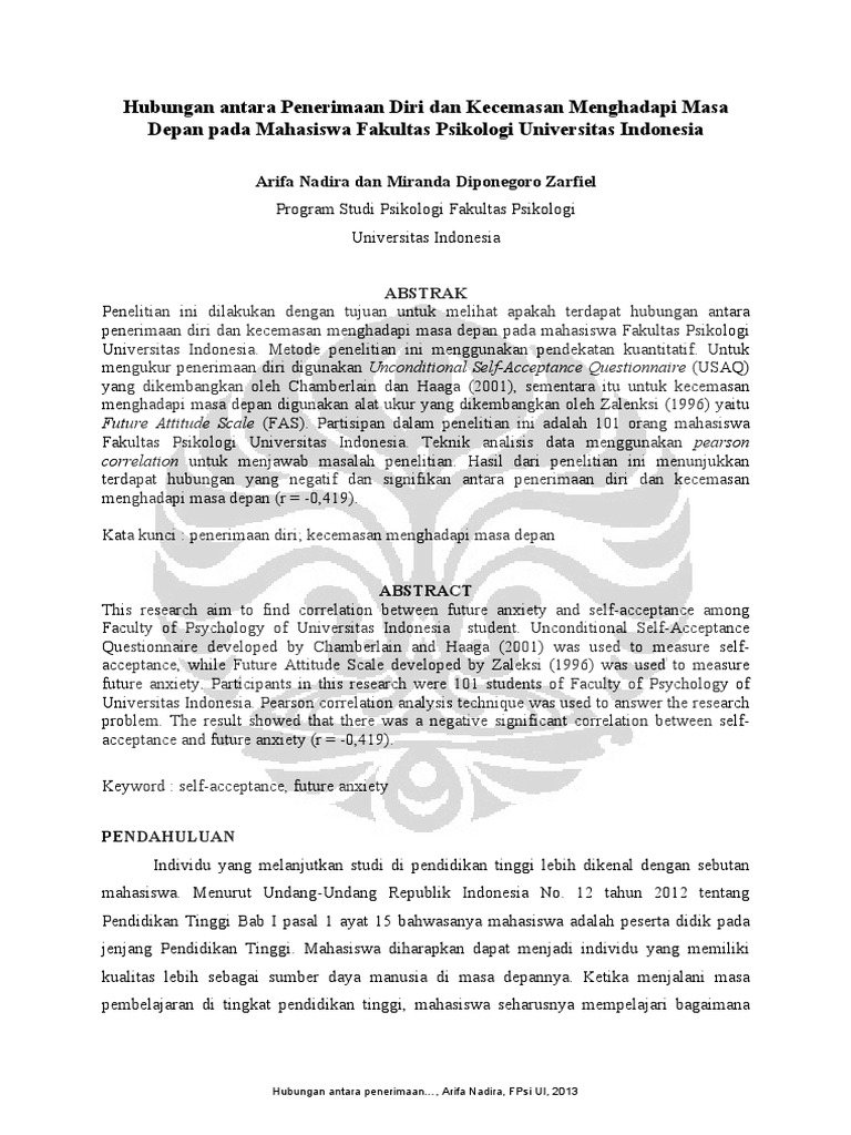 Adoc - Pub - Hubungan Antara Penerimaan Diri Dan Kecemasan Meng | PDF | Sains & Matematika