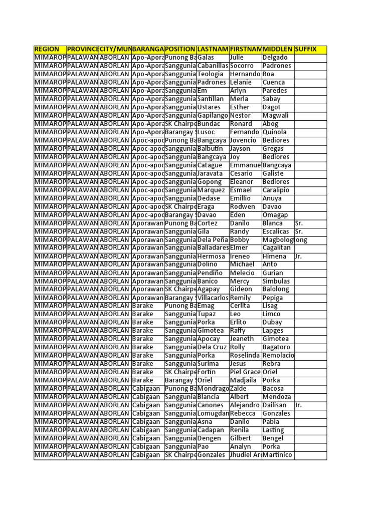Barangay Official List | PDF