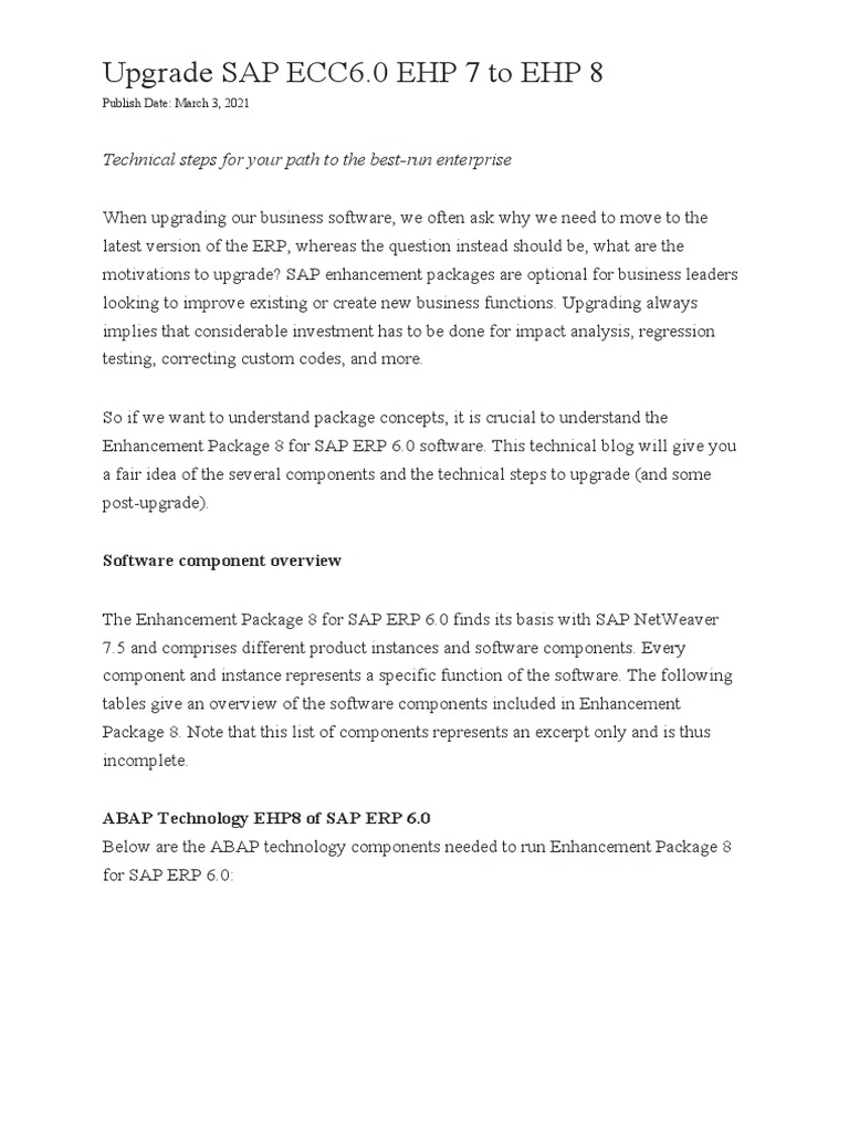 EHP 7 To EHP 8 Upgrade | PDF | Computer File | Computer Architecture