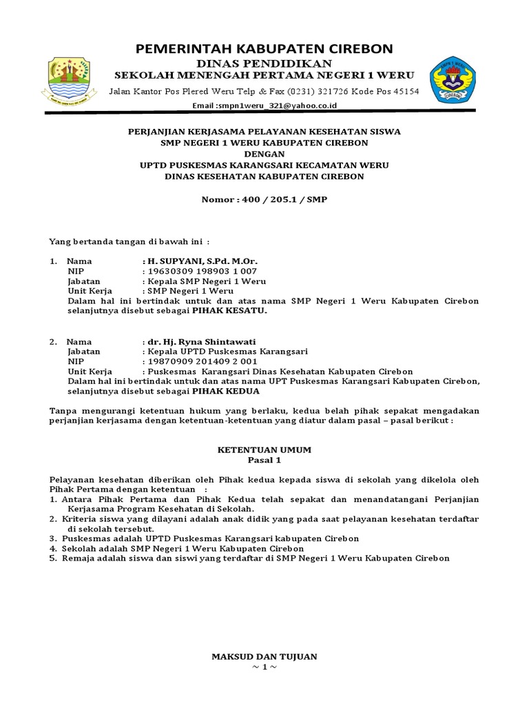 Mou Dengan Puskesmas Pdf