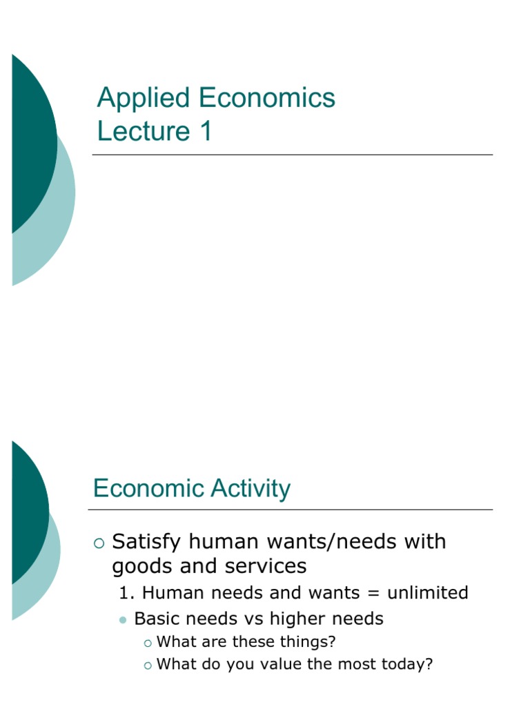 Applied Economics 1 | PDF | Finance & Money Management
