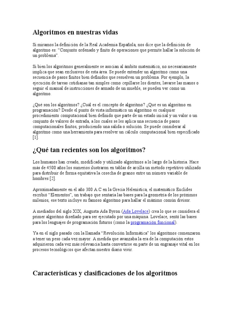 Algoritmos en Nuestras Vidas | PDF | Algoritmos | Programación de ...