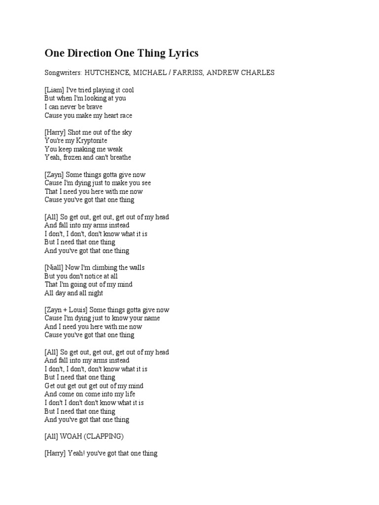 One Direction Lyrics | PDF | Pop Music