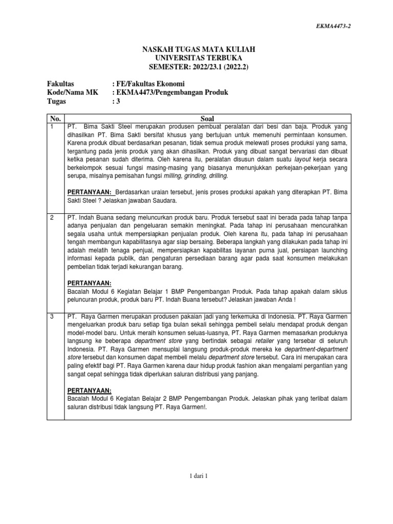 Soal Ekma4473 Tmk3 2 | PDF