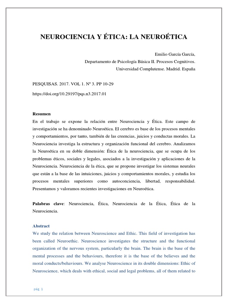 Neurociencia y Etica. La Neuroetica | PDF | Las emociones | Mente