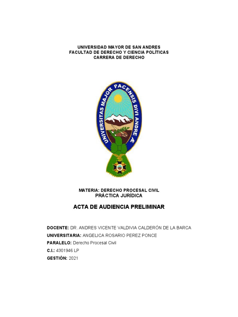 Acta de Audiencia Preliminar | PDF | Demanda judicial | Ley procesal