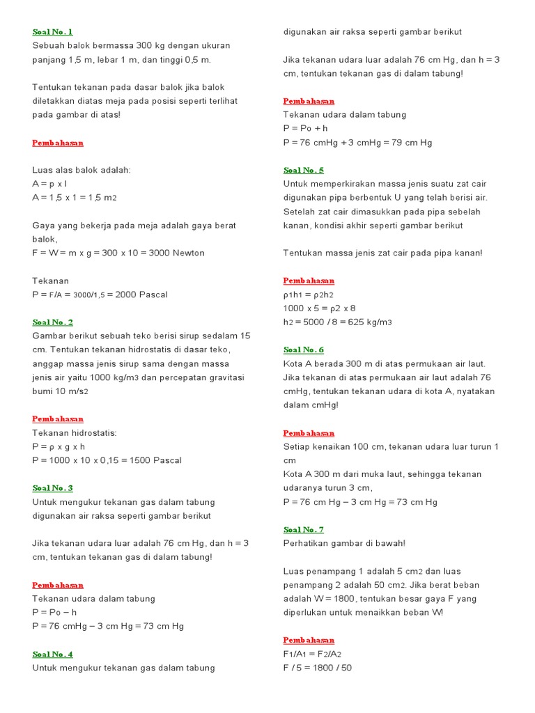 Soal Tekanan | PDF