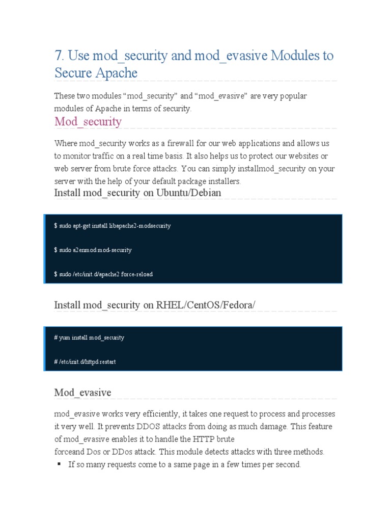 Apache Security Modules Guide | PDF | Networking | Internet & Web