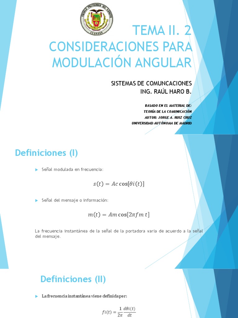 Tema Ii. 2 Consideraciones para Modulación Angular: Sistemas de ...