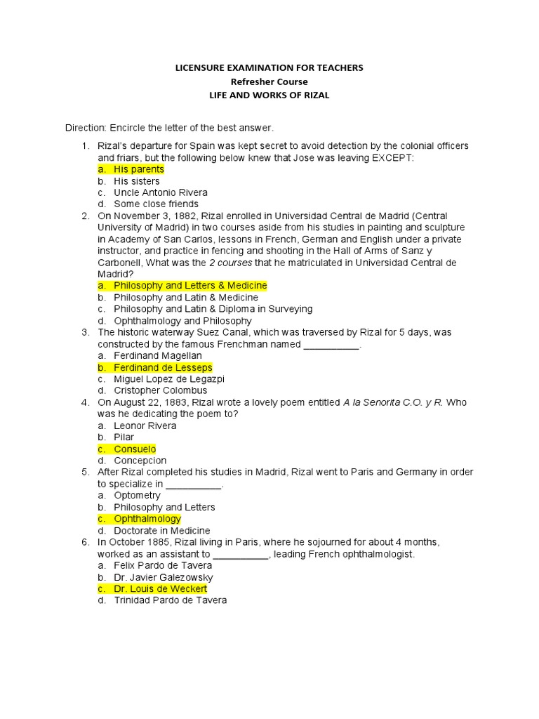 Life and Works of Rizal - Let Reviewer | PDF | Philippines