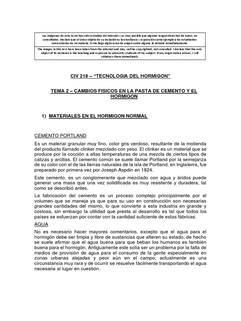 Clase 2 - Civ 218-Tema 2.cambios Fisicos en La Pasta de Cemento y El Hormigon | PDF | Hormigón ...
