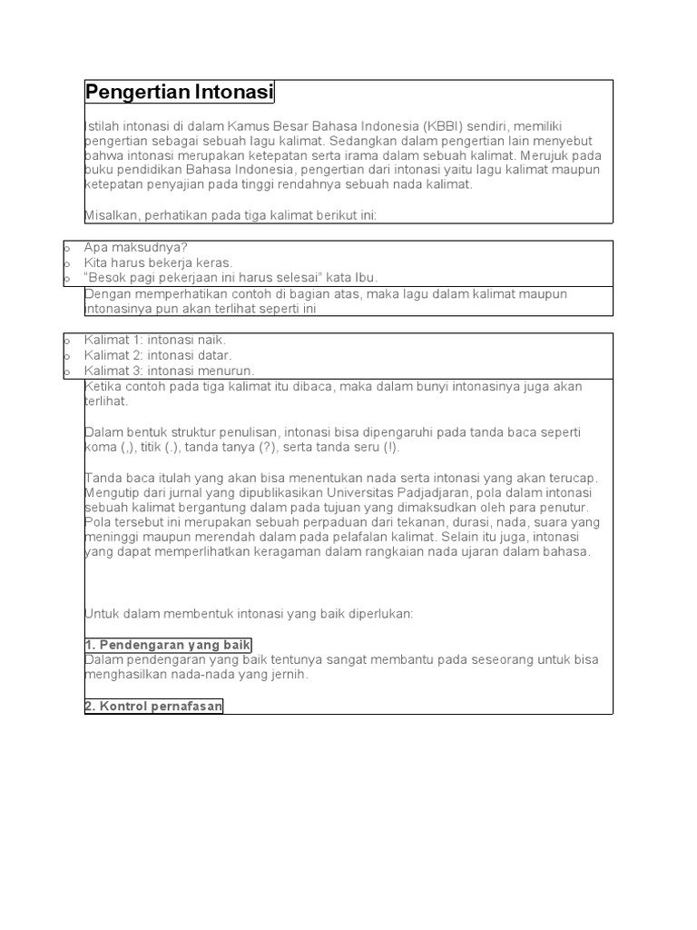 Pengertian Intonasi | PDF
