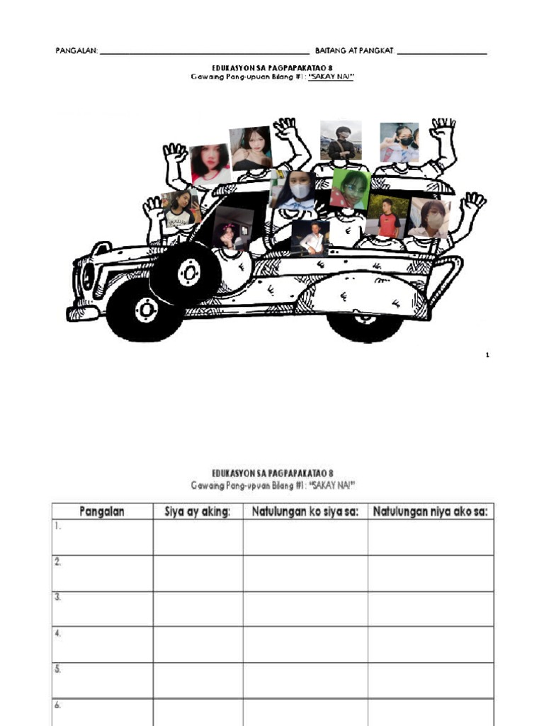 Esp 8 Modyul 5 Worksheet 1 2 Sakay Na | PDF