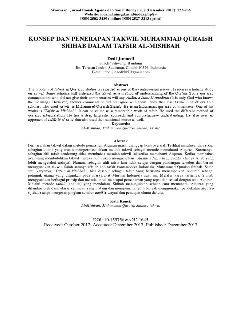 Konsep Dan Penerapan Takwil Muhammad Quraish Shiha | PDF | Agama ...