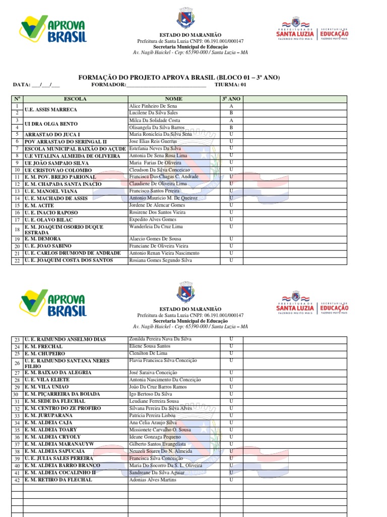 Formação Projeto Aprova Brasil - 3º Ano | PDF | Brasil