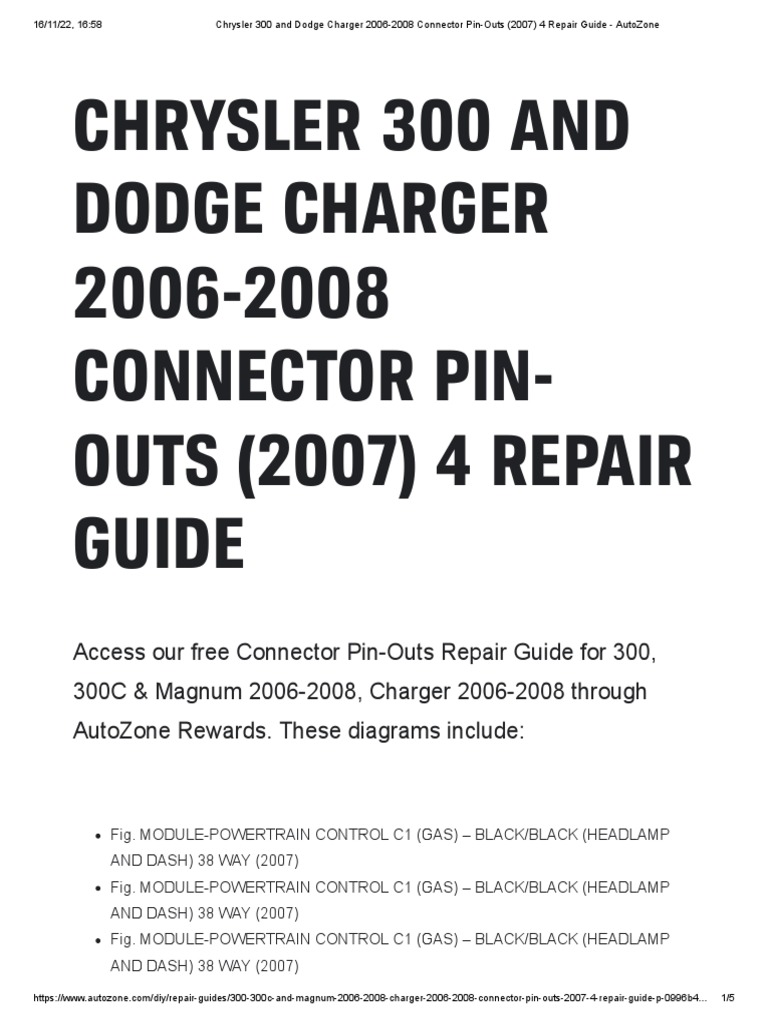 Chrysler 300 and Dodge Charger 2006-2008 Connector Pin-Outs (2007) 4 ...